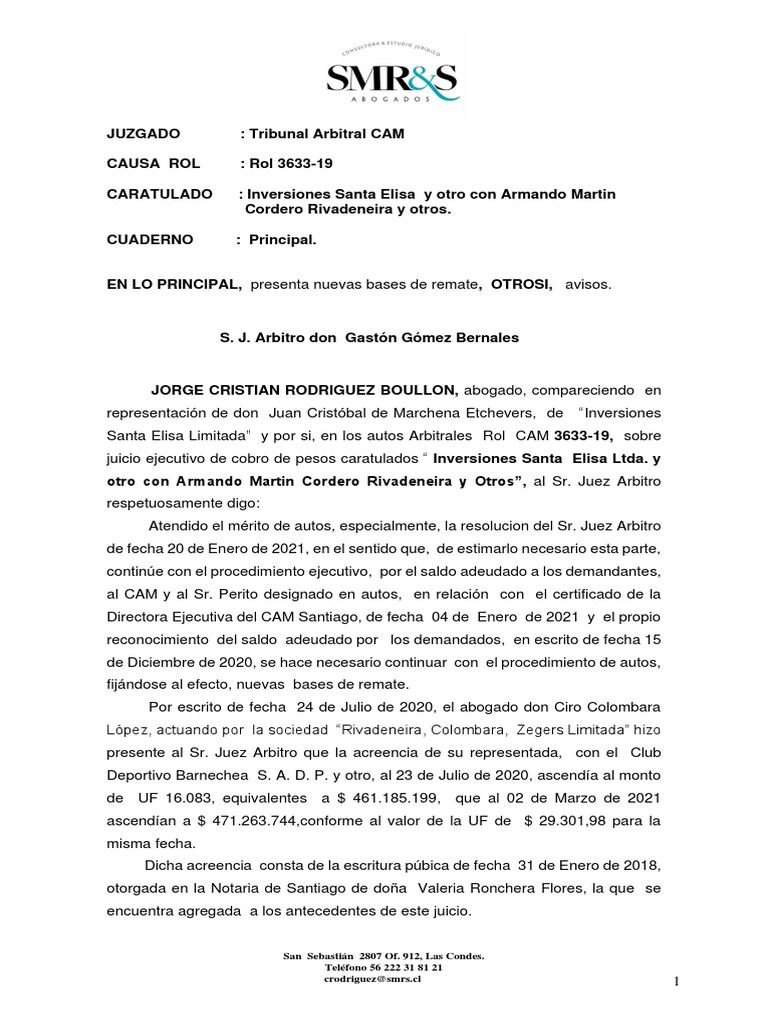 Nuevas Bases de Remate | PDF | Justicia | Crimen y violencia