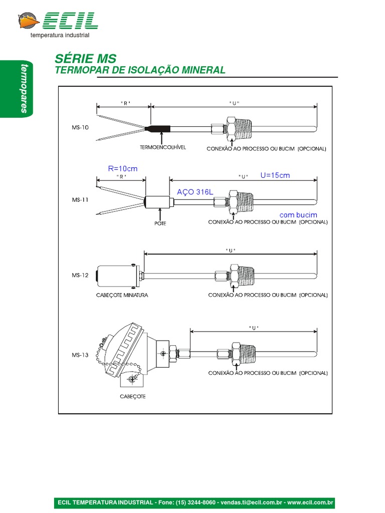 Ecil Catálogo Série MS | Download grátis PDF | Termopar