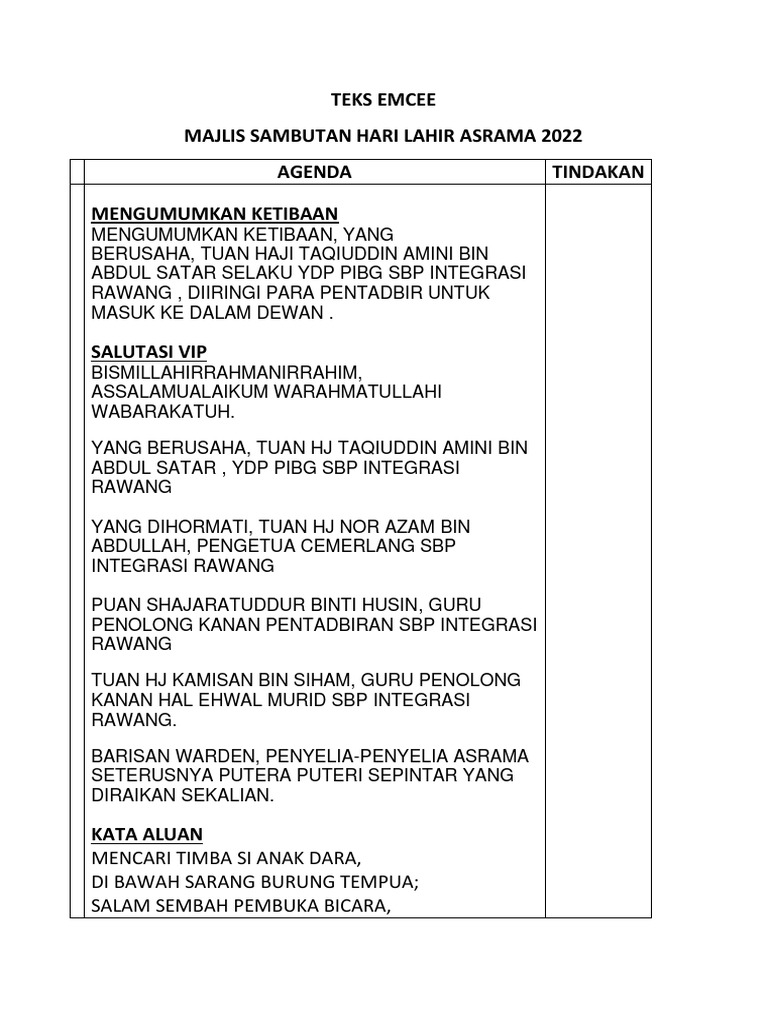 Teks Emcee Birthday | PDF