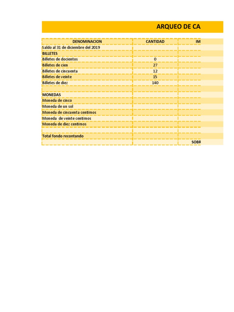 Arqueo de Caja | PDF
