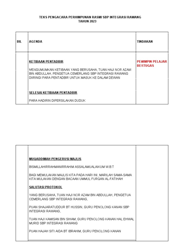 Perhimpunan Rasmi SBP Integrasi Rawang | PDF | Pengelolaan Keuangan & Uang