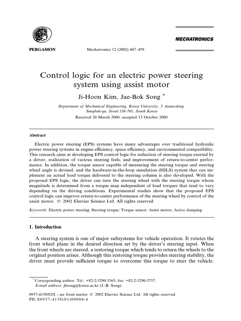 Control Logic For EPS Motor | PDF | Steering | Electric Motor