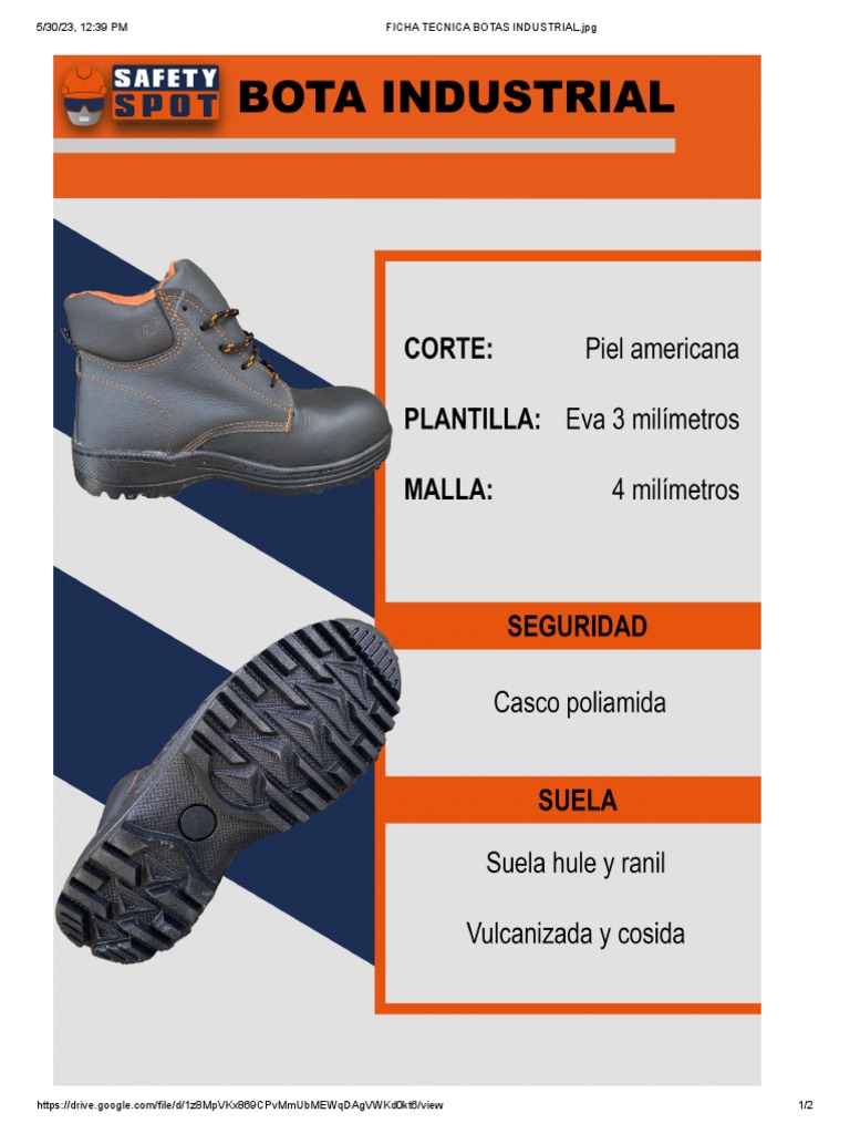 FICHA TECNICA BOTAS INDUSTRIAL - JPG | PDF