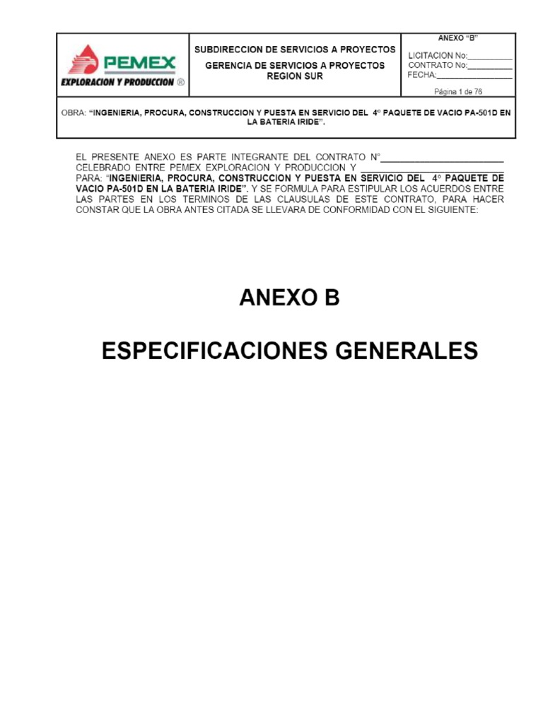 03 Anexo B Rev. 0 20Sep11 - PEMEX Exploración y Producción | PDF
