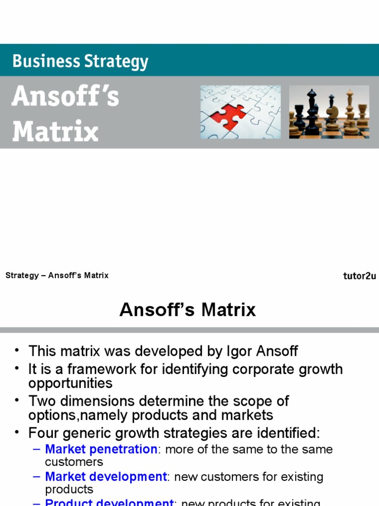 Ansoff's Matrix: Growth Strategies Explained | PDF | Financial ...