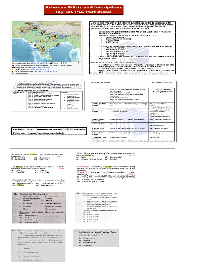 Ashoka Edicts & Inscriptions | PDF | Ashoka | Ancient India