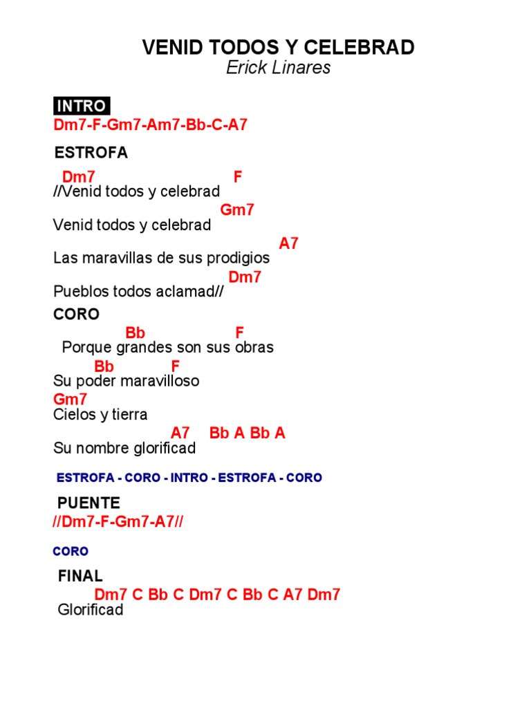 Venid Todos y Celebrad (Dm) - Erick Linares | PDF