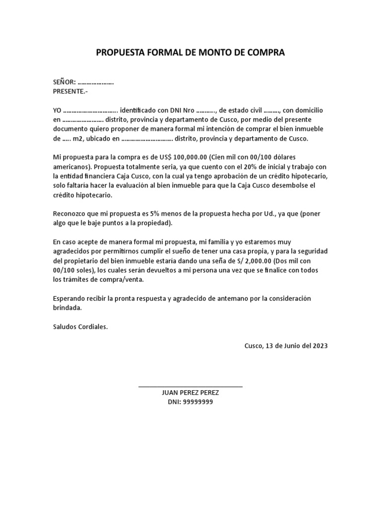 Formato Propuesta de Compra | PDF