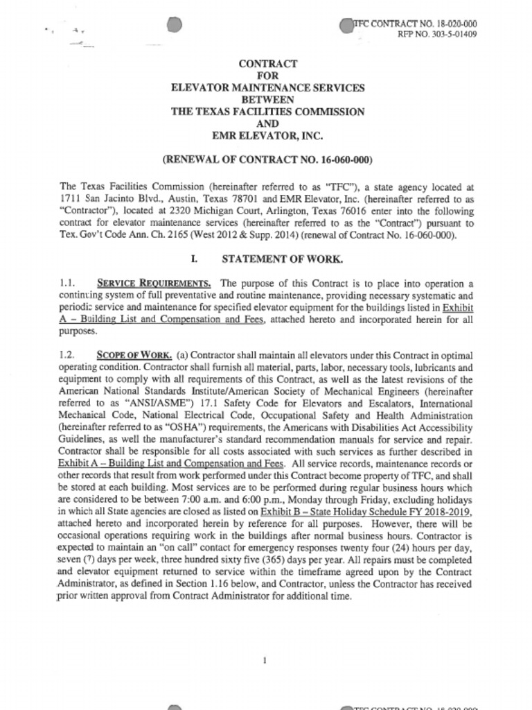 Elevator Maintenance Contract Renewal | PDF | Elevator | Employment