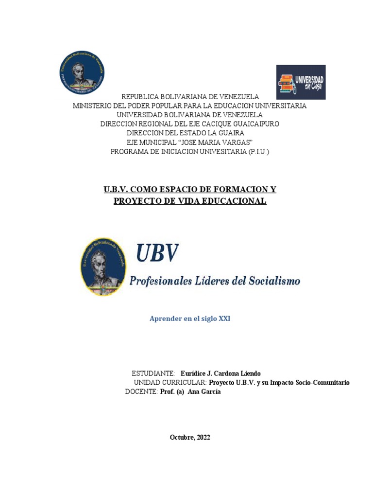 PROYECTO UBV Y SU IMPACTO SOCIO-COMUNITARIO I (Autoguardado ...