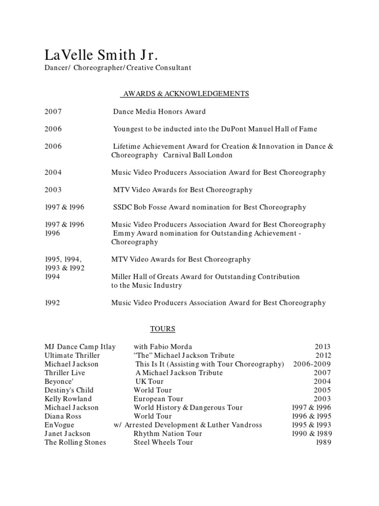 Lavelle Smith JR - Resume (1) - 1 | PDF | Michael Jackson | Beyoncé