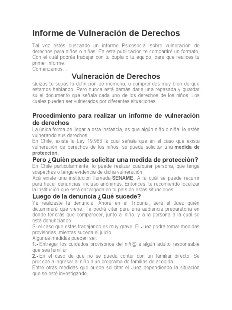 Informe de Vulneración de Derechos | PDF | Derecho | Salud y bienestar
