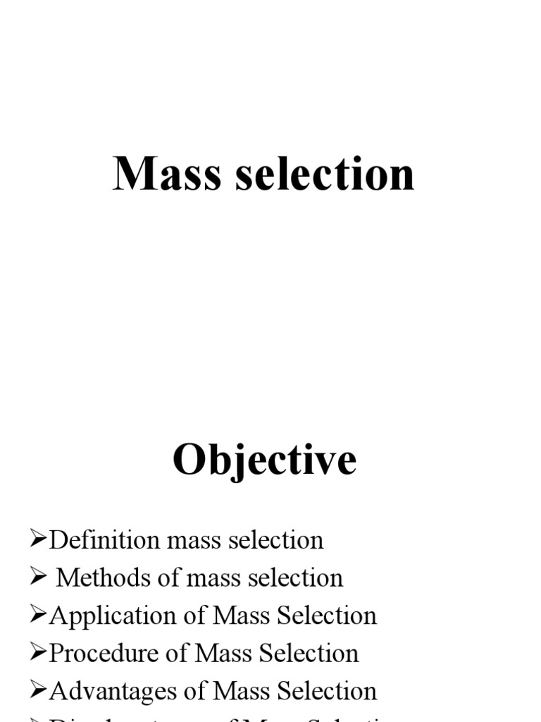 Mass Selection Pdf Natural Selection Plant Breeding