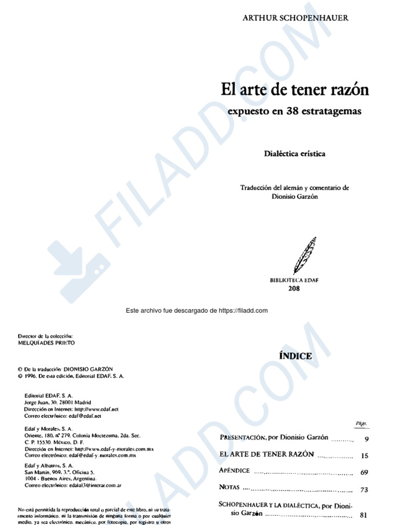 El Arte de Tener Razon Dialectica Eristica | PDF | Verdad | Dialéctico