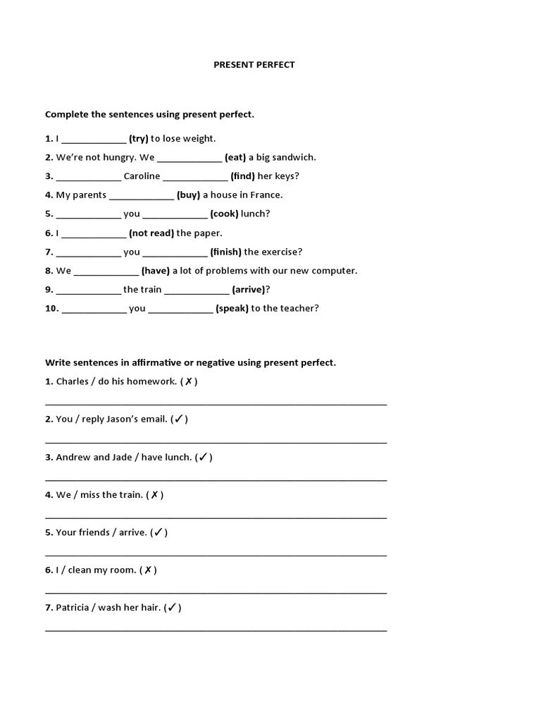 Present Perfect | PDF | Cooking, Food & Wine | Language Arts & Discipline