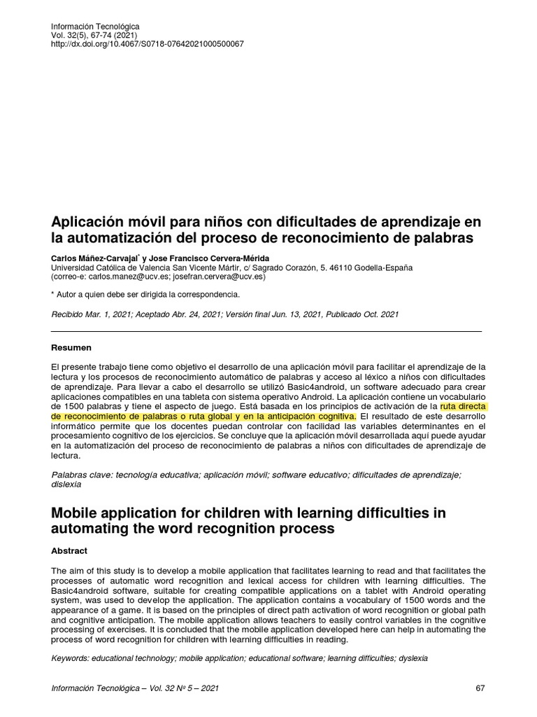 Aplicacion Movil para Dislexia | PDF | Software de la aplicacion | Software
