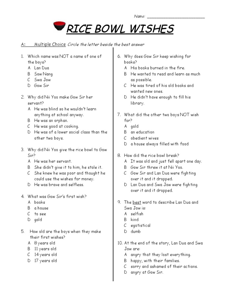 Rice Bowl Questions | PDF