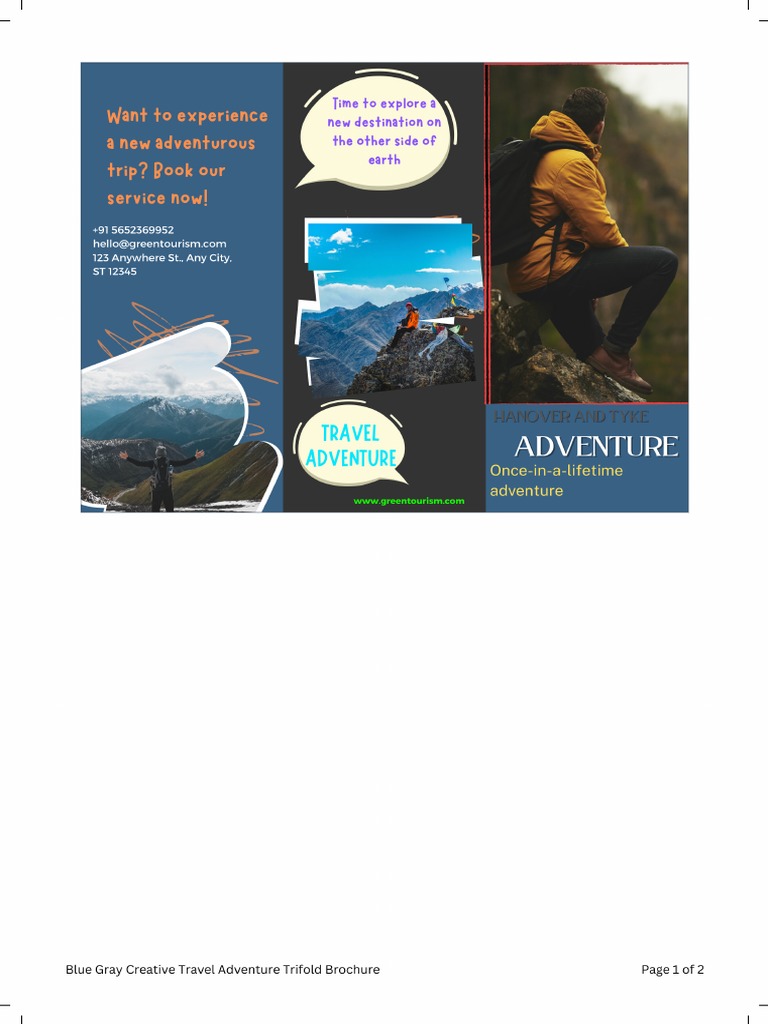 Blue Gray Creative Travel Adventure Trifold Brochure ((.1)) | PDF