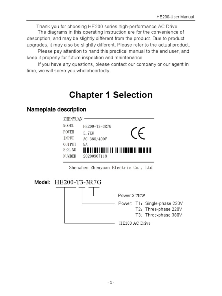 HE200 - User Manual - A6 - EN - V1.1 | PDF | Electric Motor | Parameter (Computer Programming)