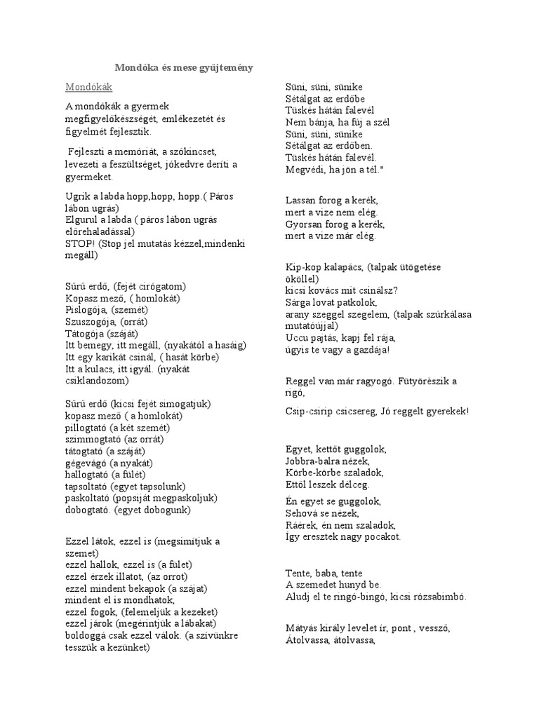 Mondóka És Mese Gyűjtemény | PDF
