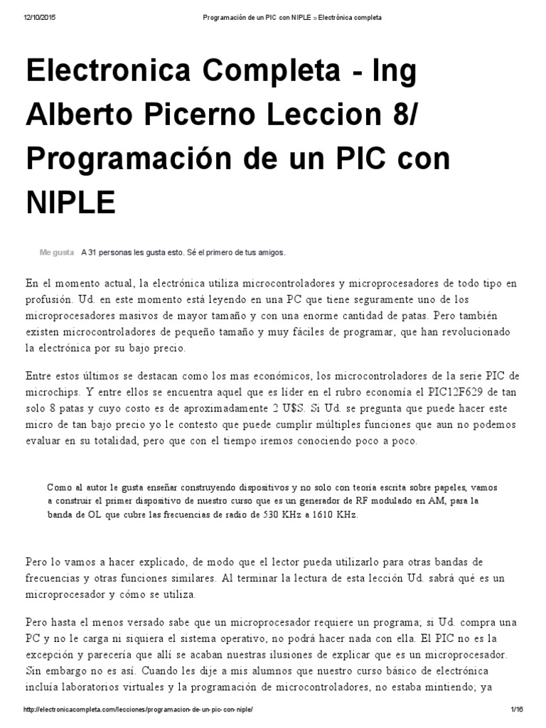 8 Programación de un PIC con NIPLE » Electrónica completa | PDF ...