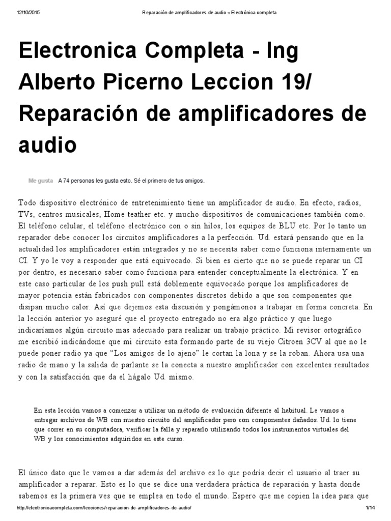 Reparación de amplificadores de audio | PDF | Distorsión | Amplificador