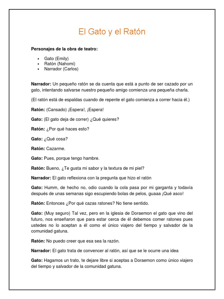 Obra De Teatro El Gato Y El Ratón Pdf