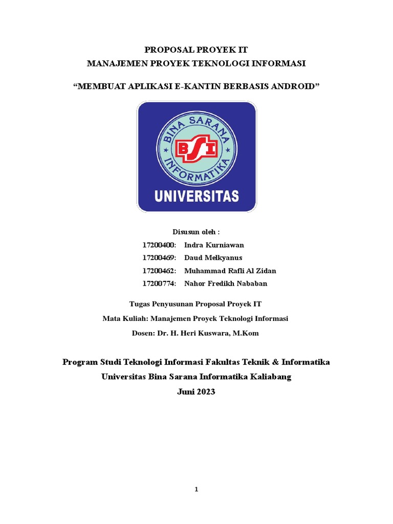 Proposal Proyek It Manajemen Proyek Teknologi Informasi "Membuat ...