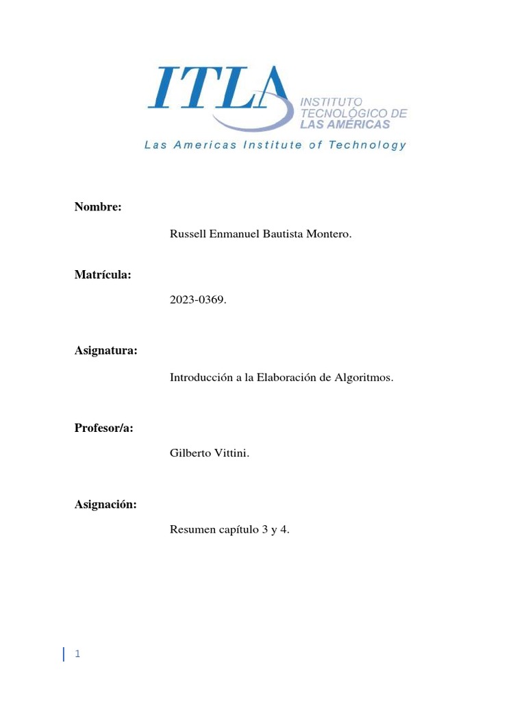Resumen Capítulo 3 y 4 | PDF | Lenguaje de programación | Algoritmos