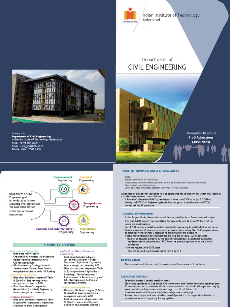 Civil - July 2023 - Brochure | PDF | Doctor Of Philosophy | Qualifications