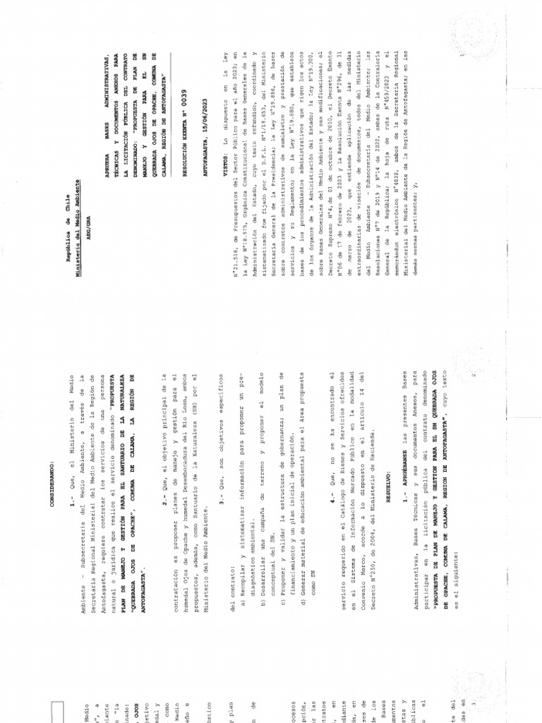 RX 039 Bases Adm Tecnicas Plan de Manejo Ojos de Opache-Vb DJ | PDF