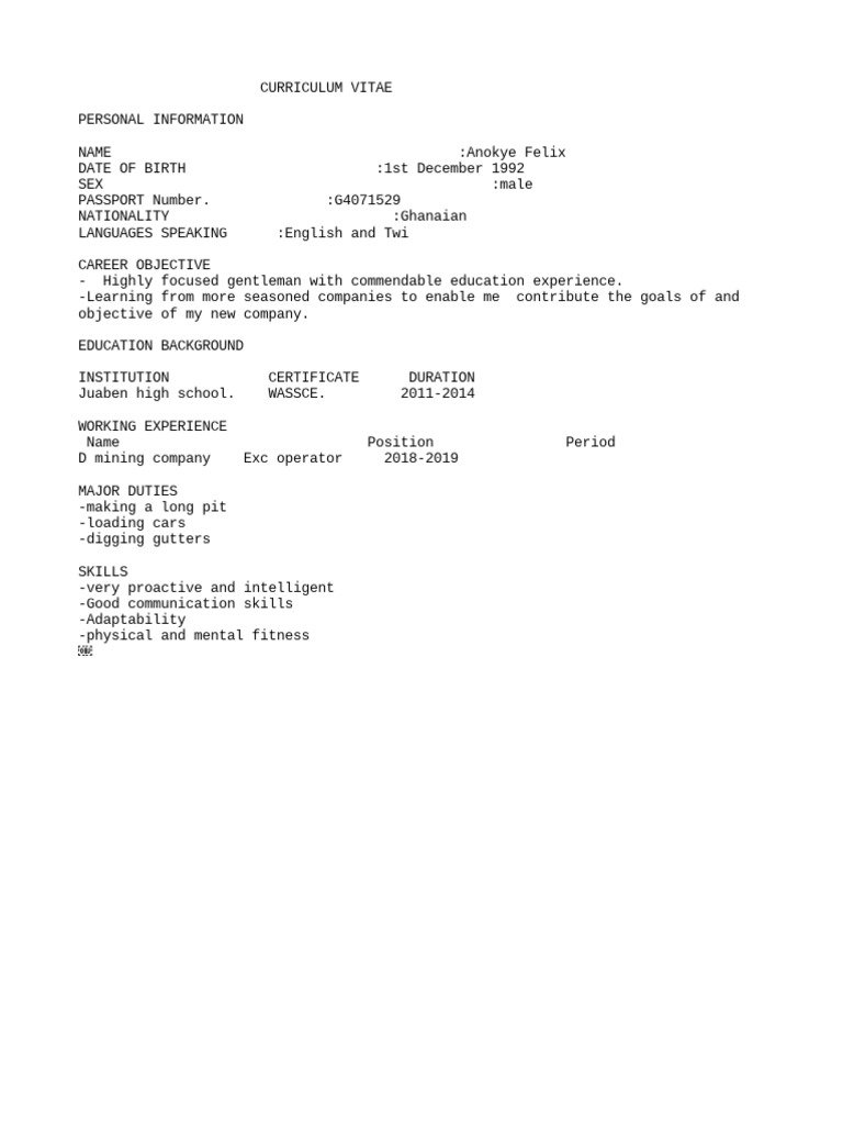 Anokye Felix's Professional CV | PDF