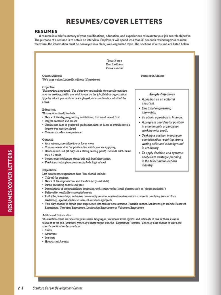 Resumes Cover Letters Stanford - 230510 - 062352 | PDF | Résumé ...