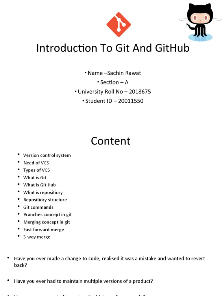 Git Github Pdf Version Control System Software