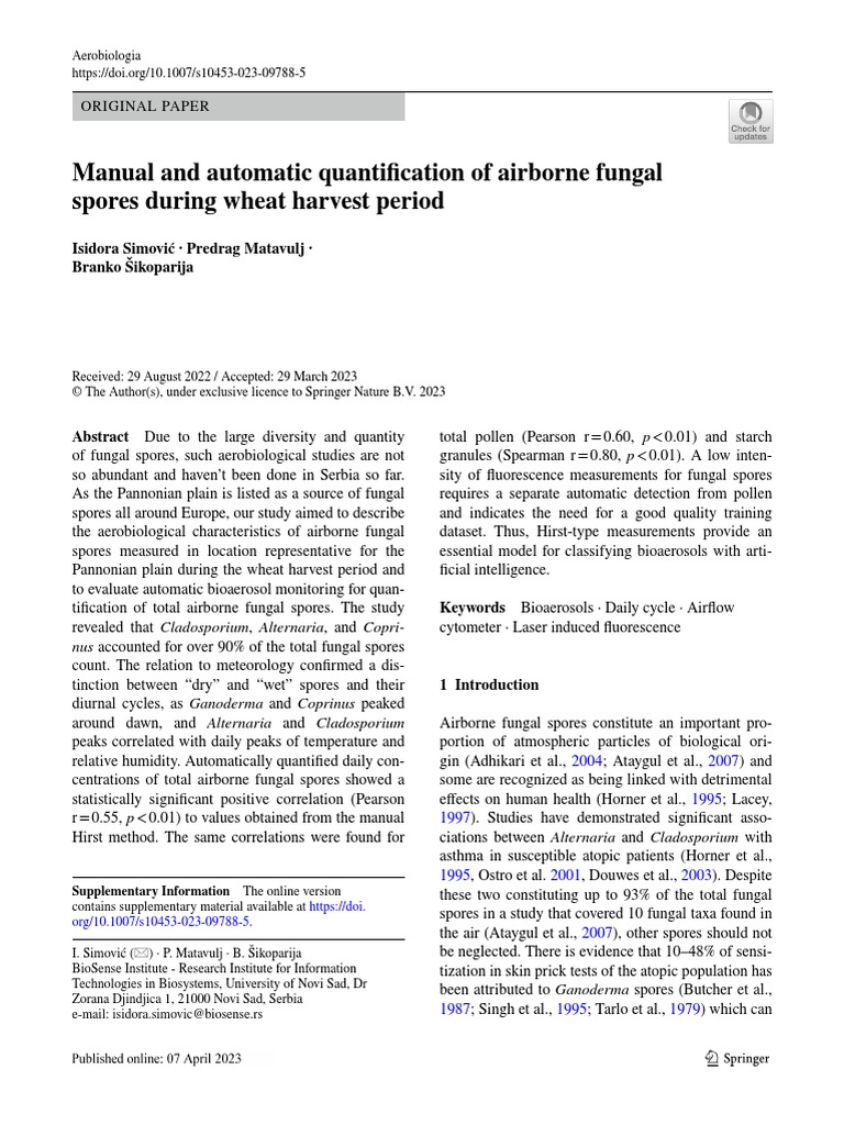 Manual and Automatic Quantification of Airborne Fungal | PDF | Allergen | Flow Cytometry