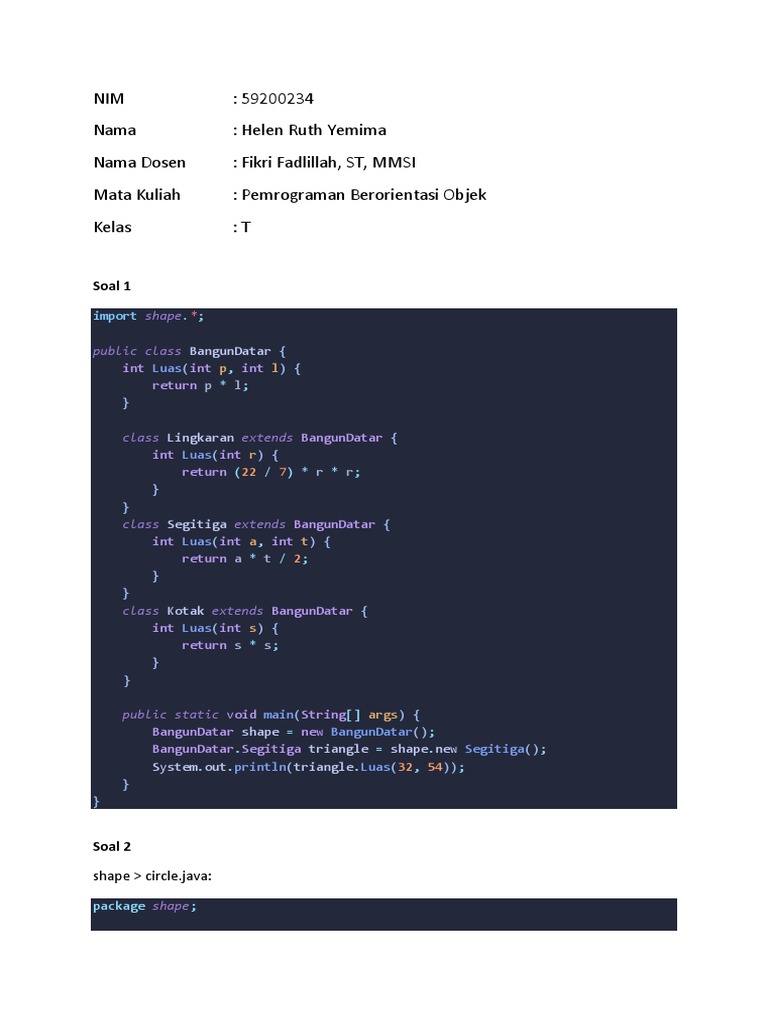 59200234-Helen Ruth Yemima-Pemrograman Berorientasi Objek-T | Download Free PDF | Computer ...