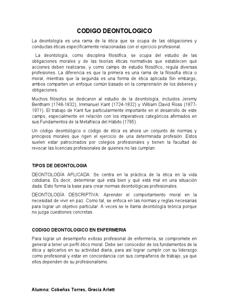 CODIGO DEONTOLOGICO | PDF