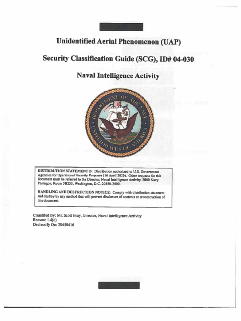UAP Security Classification Guide_Redacted | PDF