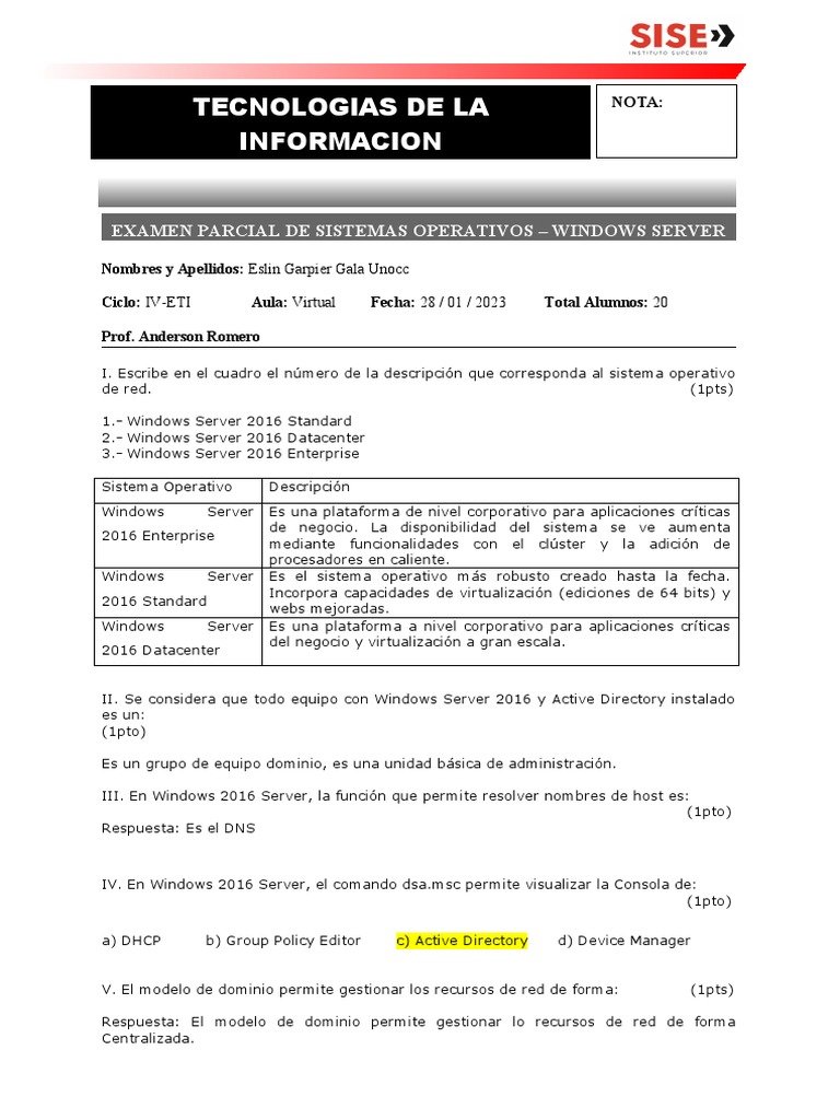 EP WINDOWS SERVER - ETI - Eslin Garpier Gala Unocc | PDF | Directorio ...