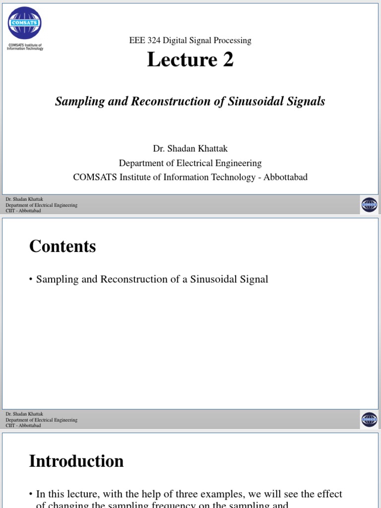 L2 - Sampling and Recon Sinusoidal Signals | PDF | Sampling (Signal ...