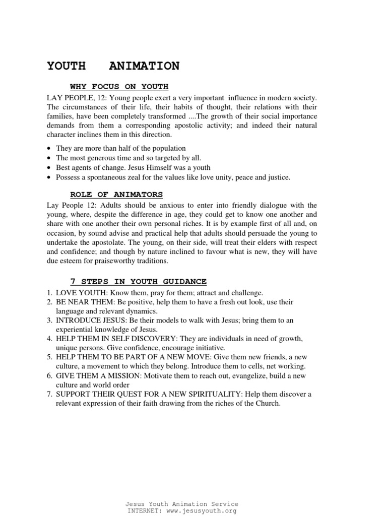 Youth Animation | PDF | Evangelism | Catholic Church