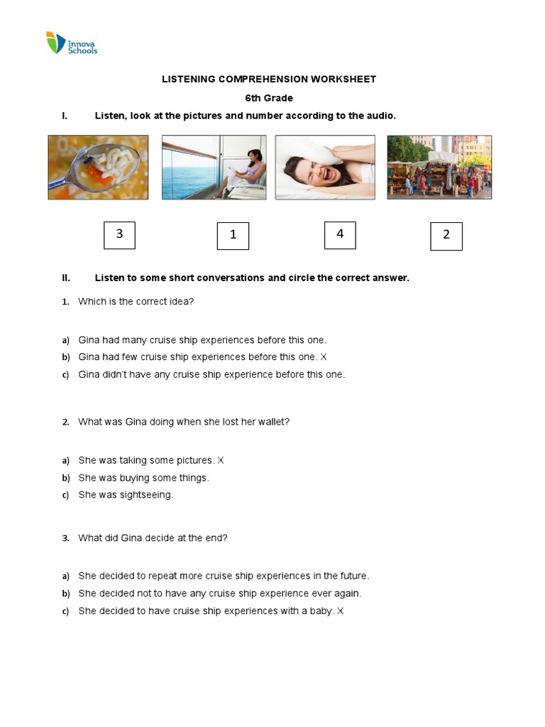 6th Grade Listening Comprehension Activity | PDF | Language Arts ...