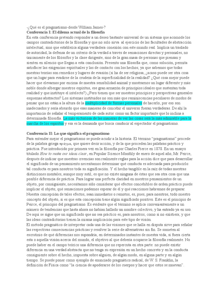 Conferencias William James | PDF | Verdad | Pragmatismo