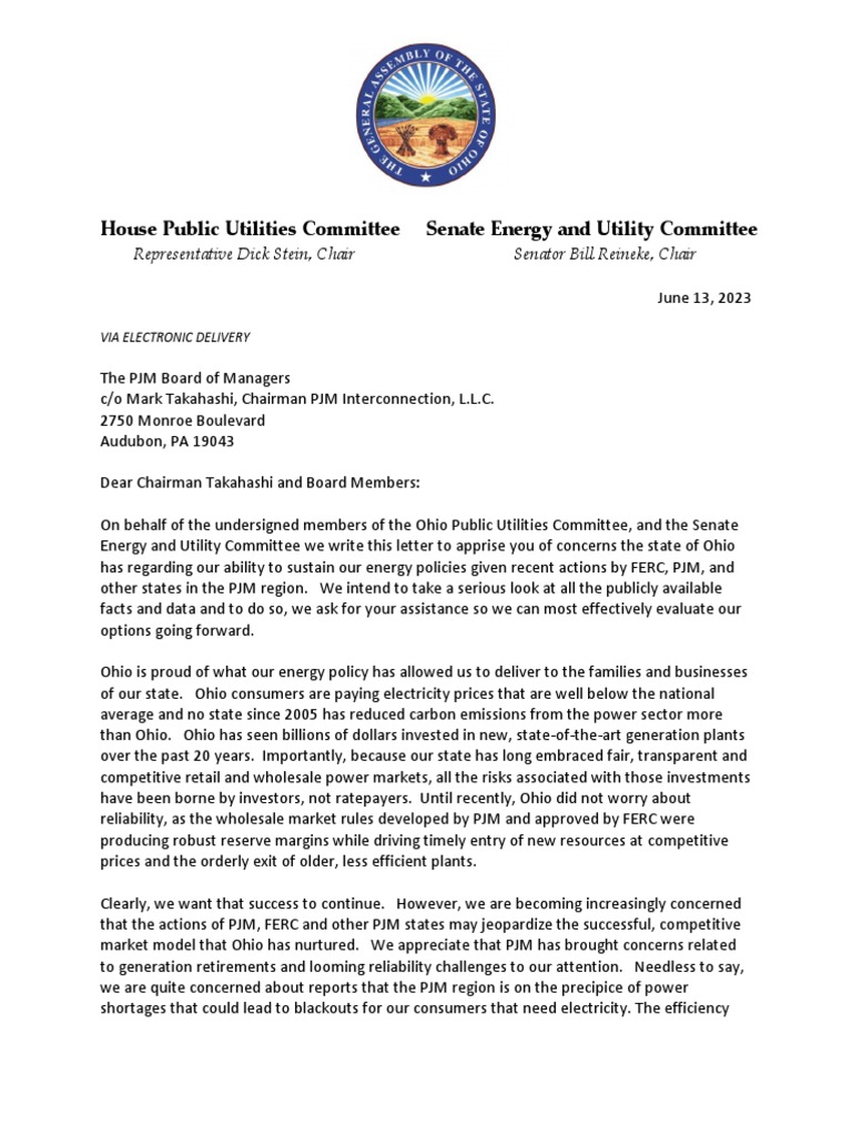 Oh Legislative Committees Letter Regarding Il Ceja Analysis | PDF ...