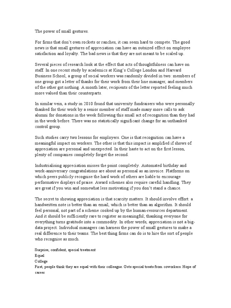 The Power Of Small Gestures Pdf Business
