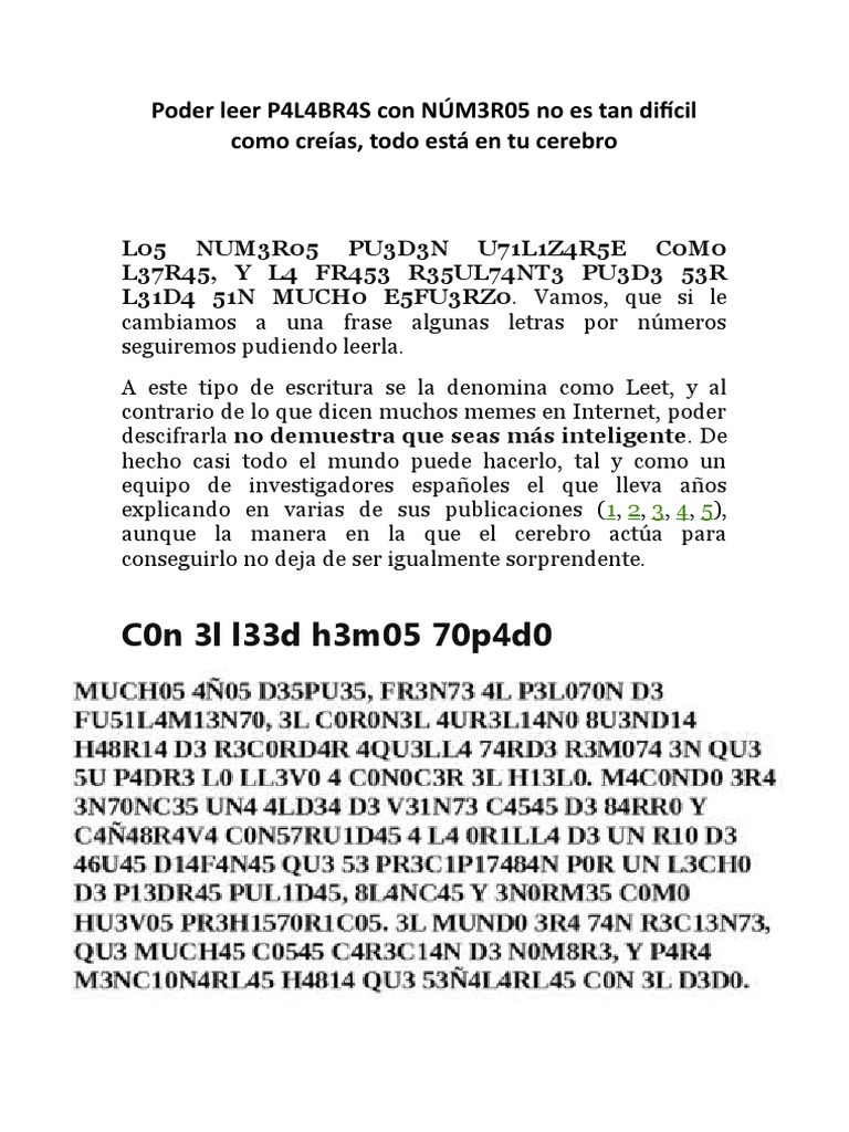 Poder Leer P4L4BR4S Con NÚM3R05 No Es Tan Difícil Como Creías ...