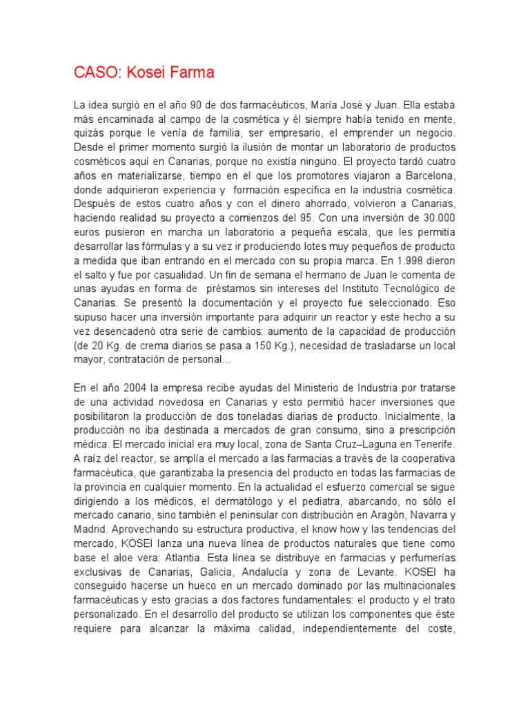 Kosei Farma: Éxito en Cosmética Canaria | PDF | Mercado (economía ...