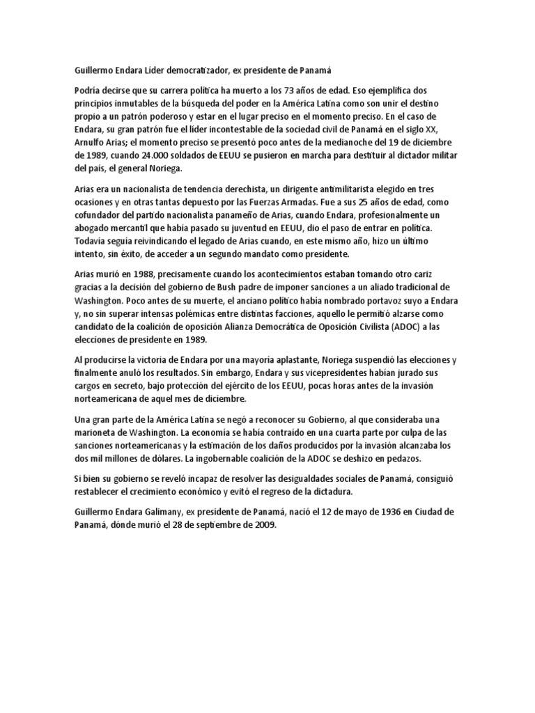 Aporte Guillermo Endara | PDF | Panamá | Los Estados Unidos