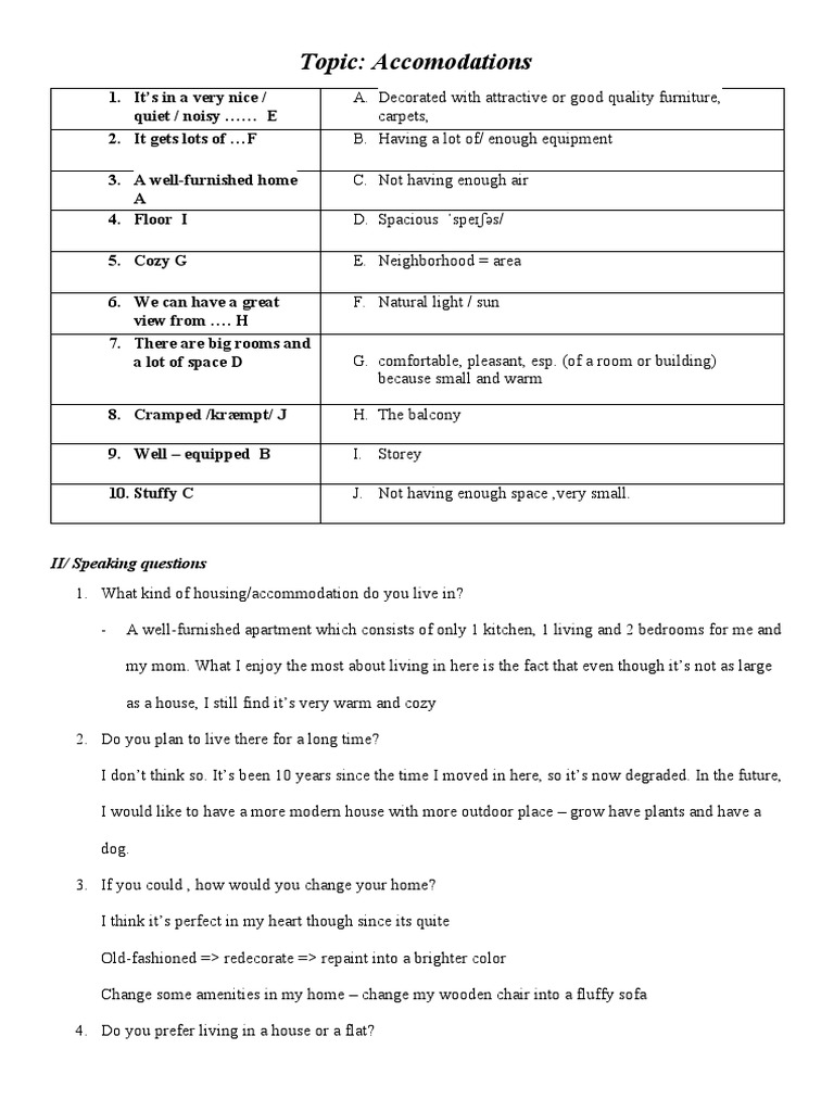 Part 1 Speaking Questions | Download Free PDF | Apartment | Building