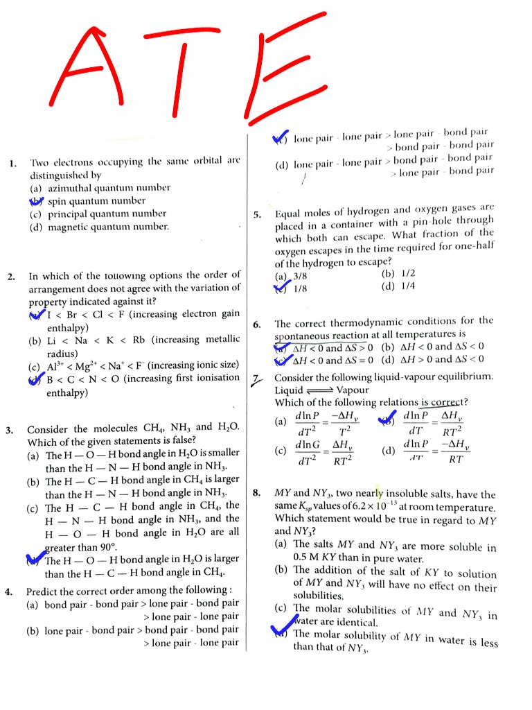 Chemistry Test-1 Question Paper | PDF | Conformational Isomerism | Acid